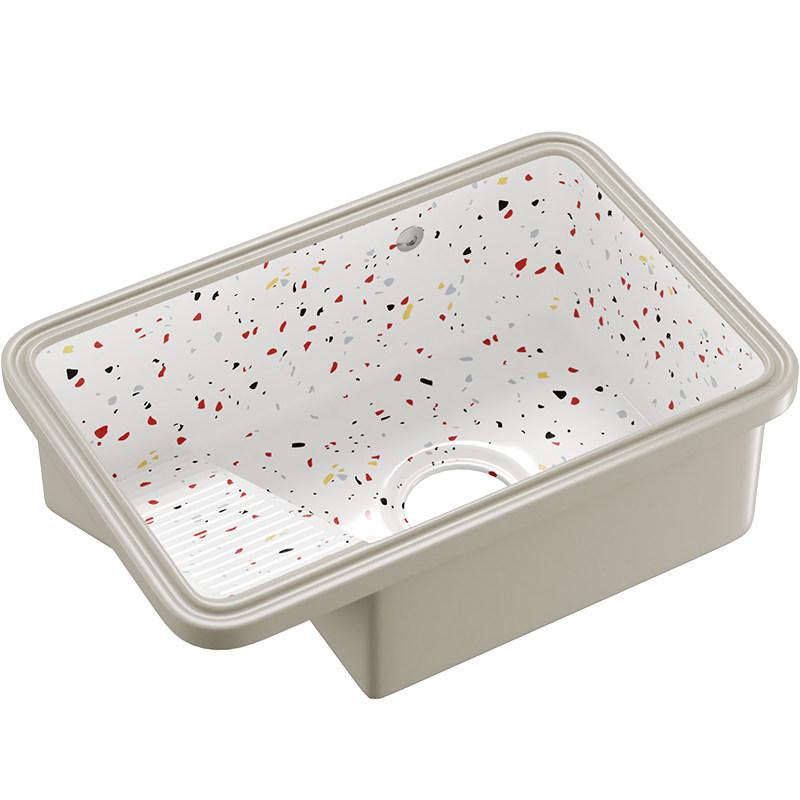 Small Balcony Under-Counter Basin with Washboard - Terrazzo Ceramic ...