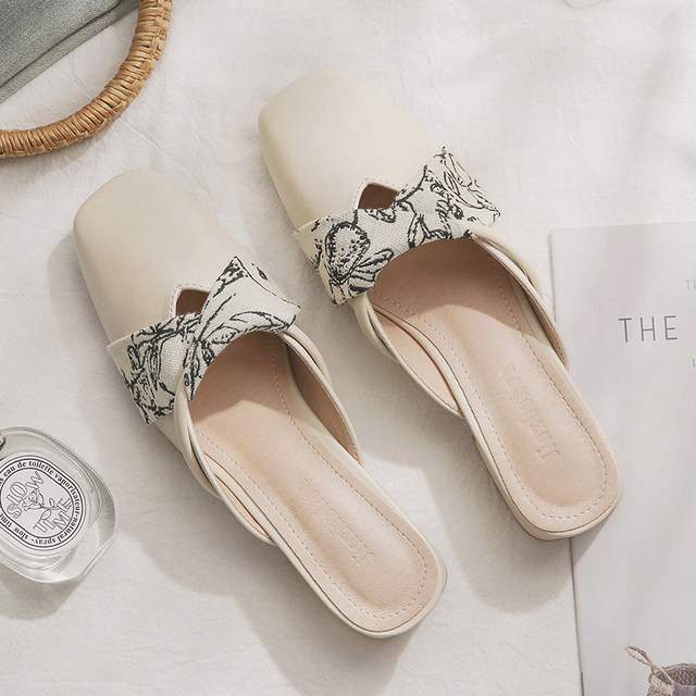 Sheepskin version ~ heelless lazy shoes French toe half slippers for ...