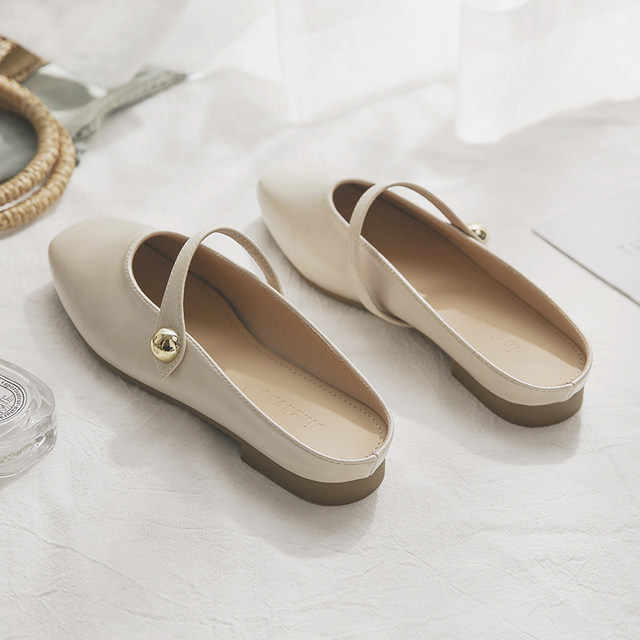 Sheepskin version~Flat-bottomed French style heelless lazy one-on-one ...