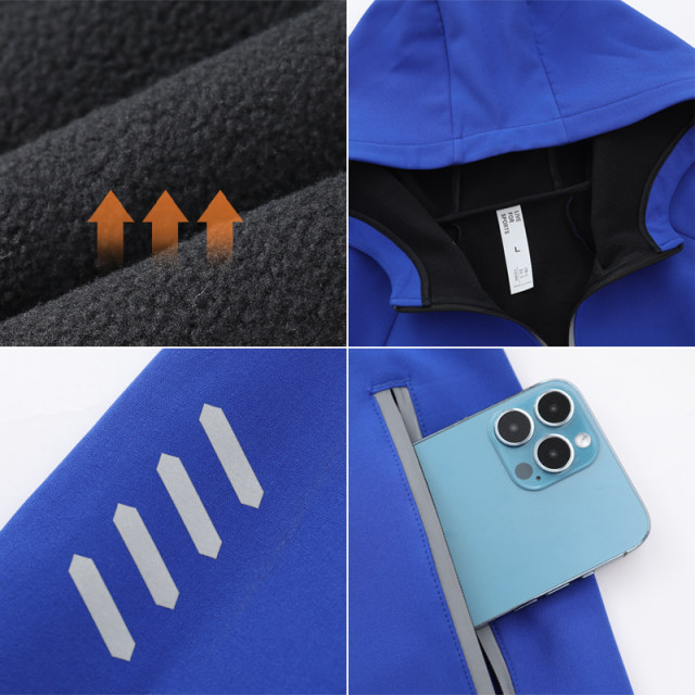 Winter plus velvet soft shell running jacket for men and women sports ...