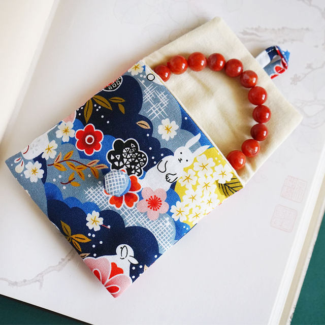 Fabric jewelry bag Japanese and windmasm handmade small bag cotton ...