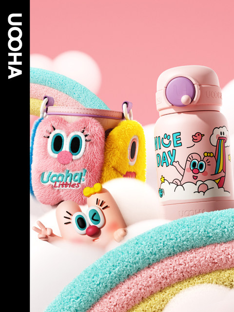 uooha Magic Pocket Thermos Cup Girls' High-Looking Straw Cup Children's 316L Large Capacity ...