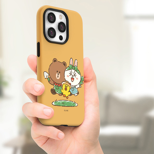 Line Brown Bear is suitable for iphone16ProMax mobile phone case double ...