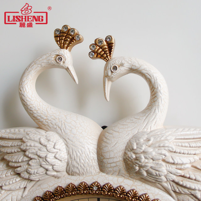 Lisheng European Peacock Wall Clock Mute Living Room Atmospheric Wall ...