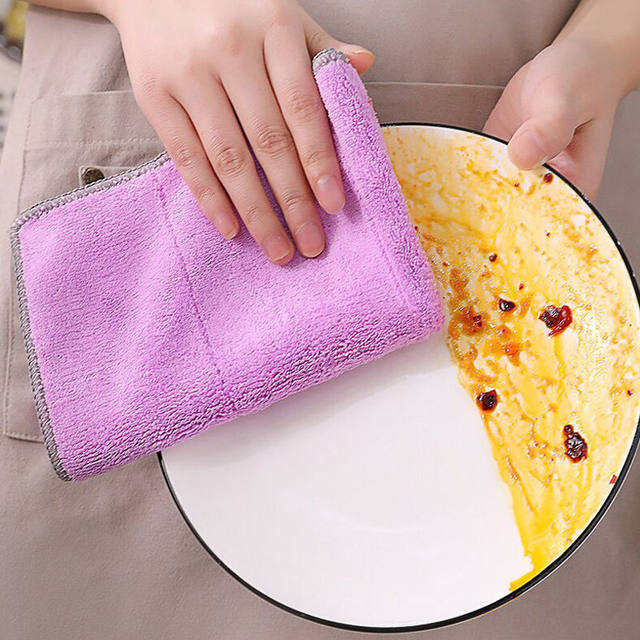Rag, dishwashing cloth, double-layer thickened, oil-removing kitchen ...