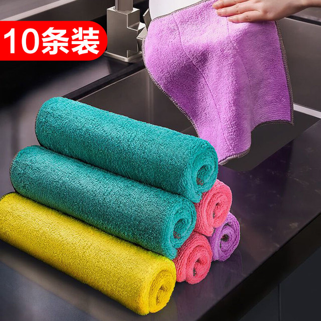 Rag, dishwashing cloth, double-layer thickened, oil-removing kitchen ...