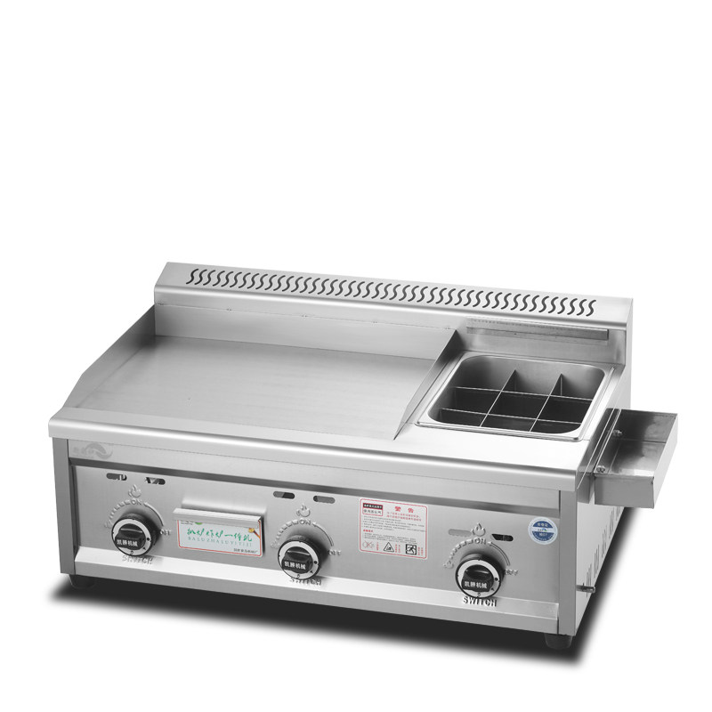 Commercial Gas Griddle Fryer All-in-One Machine Teppanyaki Deep Fryer ...