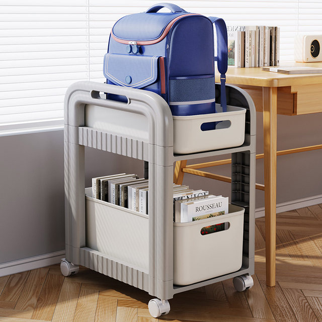 School bag storage rack movable bookshelf floor-standing desk bag ...