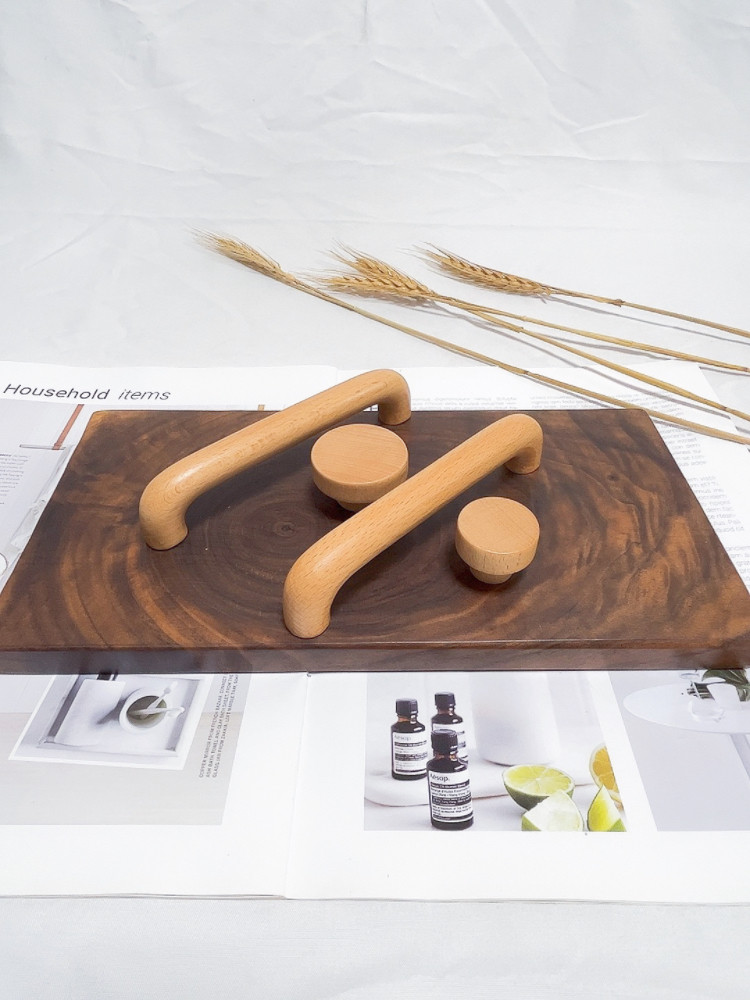 Beech Wood Furniture Handle - Round Bridge Handle for Drawers & Cabinets