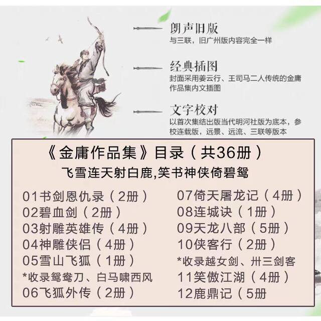 Jin Yong Martial Arts Novels Complete Works of 36 Volumes 36 Version Old Version Sanlian ...