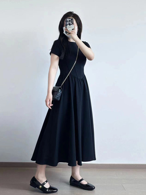 Santomo plus fat plus a larger black waist-seal dress French style ...