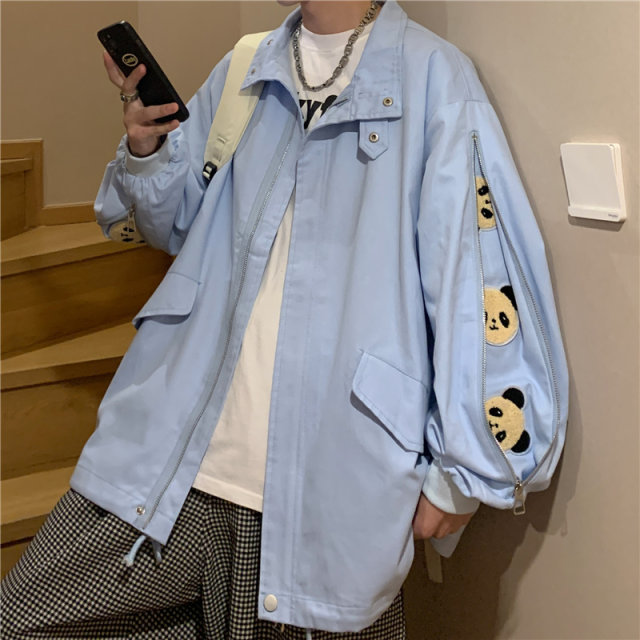 Hong Kong style student jacket men's trendy brand ins design bear top ...