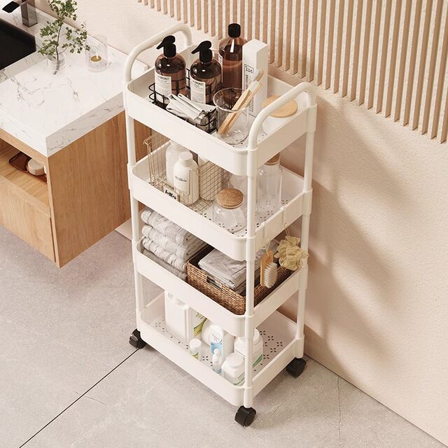 Japan imported MUJI bookshelf trolley storage rack floor-standing ...
