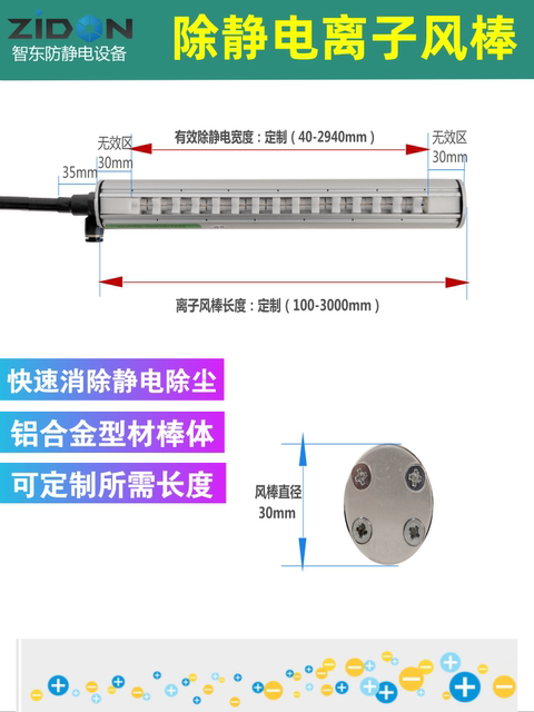 Ion wind rod removal plastic film PVC PET removal electrostatic rod ZST ...