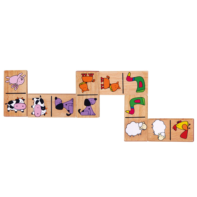 Wooden Farm Animal Domino Puzzle - Educational Cognitive Game