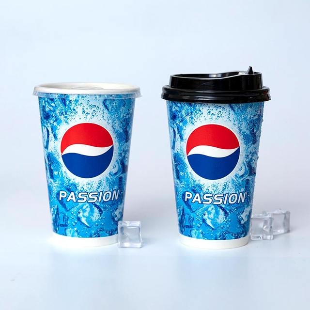 Disposable beverage cup Coke cup with lid paper cup cold drink double ...