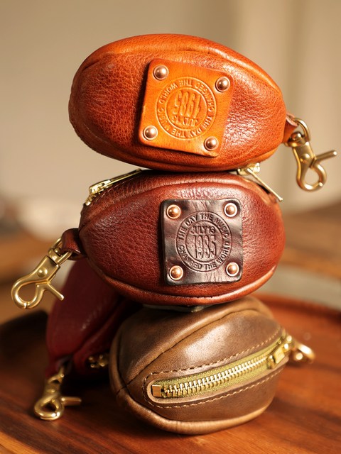 Italian header cowhide handmade key bag retro globility leather headset headset bag pocket bag ...