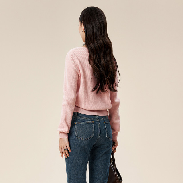 xg Xue Ge 100% wool slim V-neck simple and versatile age-reducing ...