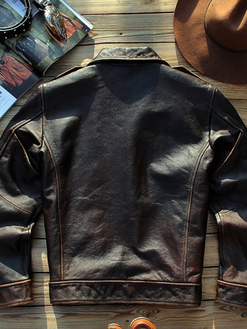 British style genuine leather jacket for men, retro distressed yellow ...