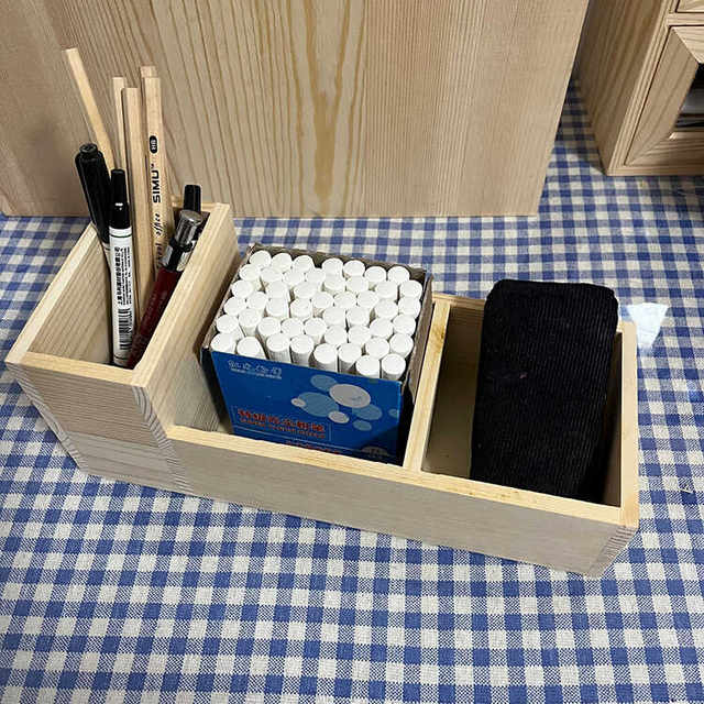 Wooden podium chalk box class storage and sorting solid color wooden ...