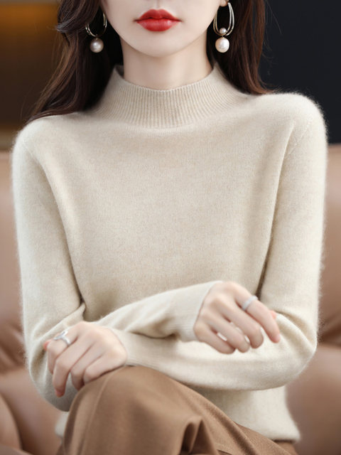 Half -neck cashmere sweater, thick bottom sweater, hull versatile wool ...