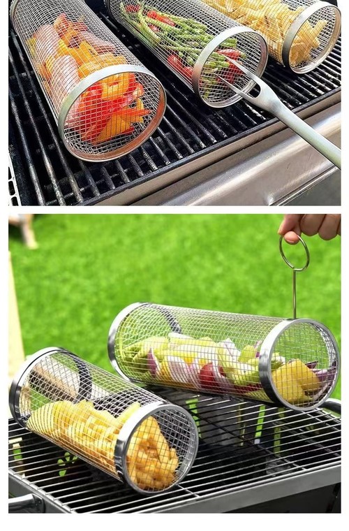 Rolling barbecue net rolling barbecue basket improved outdoor BBQ ...