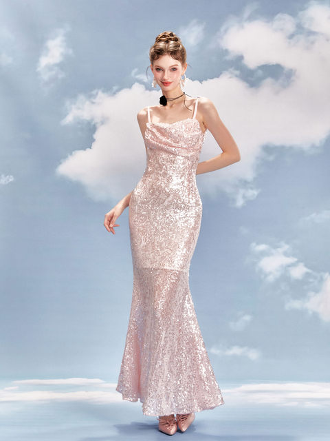 YZZI HE Spring New Style Hot Girls Sequin Dress Birthday Dress Banquet ...