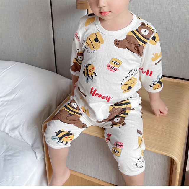 Children's home clothes summer thin short-sleeved suits for boys and ...