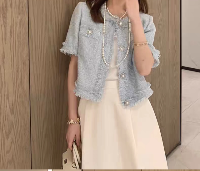 2023 Spring and Summer New Style Blue Fragrance Style Short Sleeve Thin ...