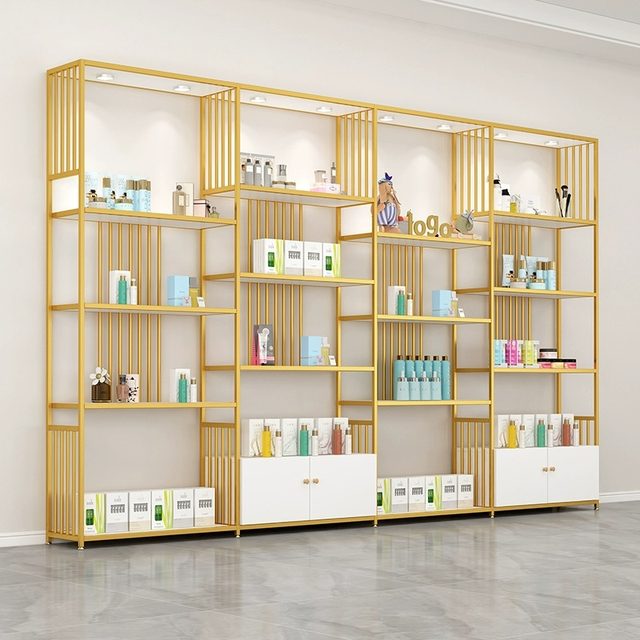 Light luxury product display cabinet multi-layer cosmetics shelf office ...