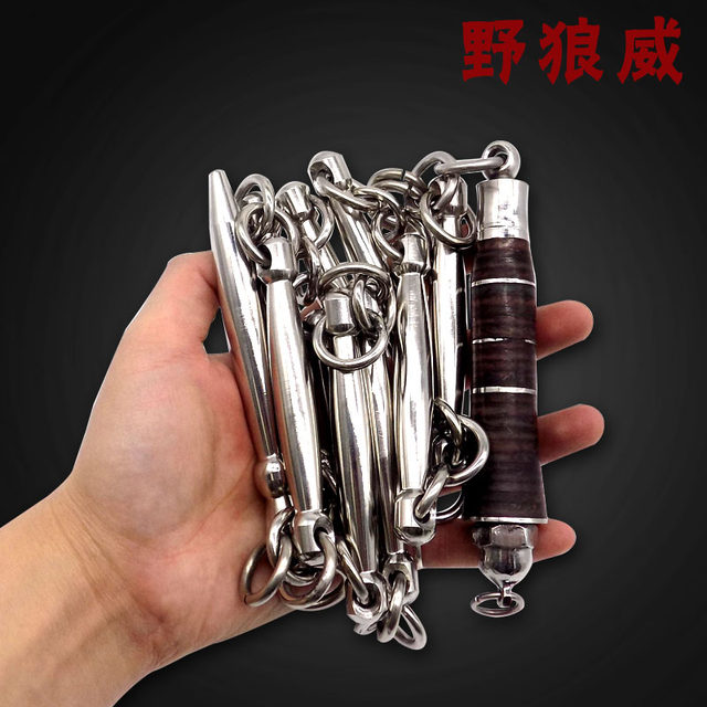 Pure stainless steel cowhide handle nine-section whip and thirteen ...