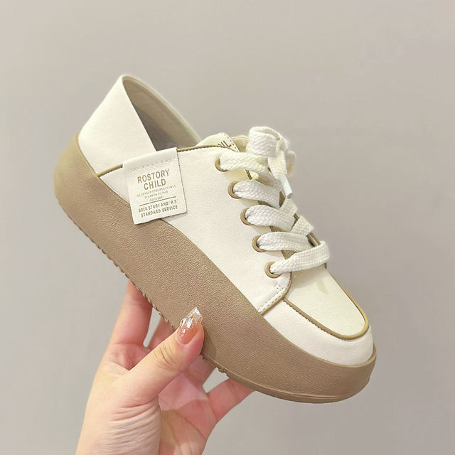 Genuine leather rocker shoes for women, thick-soled sneakers ...