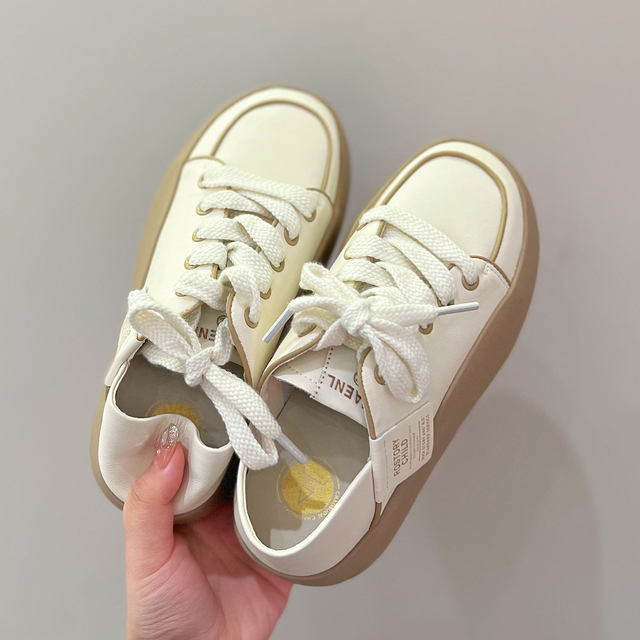 Genuine leather rocker shoes for women, thick-soled sneakers ...