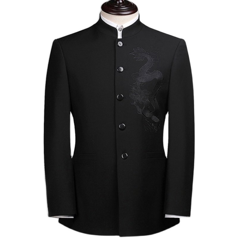 Traje Zhongshan para Hombre Slim Fit con Cuello Mao Estilo Tang