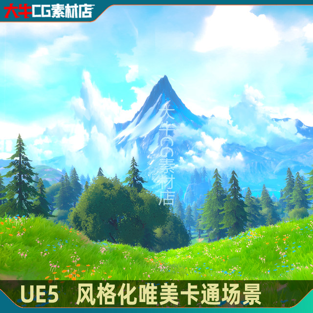 UE5 Unreal Stylized Cartoon Snow Mountains, Alpine Mountains, Beautiful ...