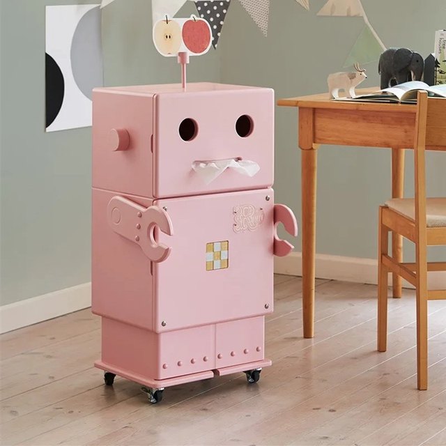 Solid wood children's bookcase robot cartoon storage cabinet locker ...