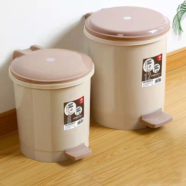 Foot-operated trash can with cover pedal home living room bathroom ...