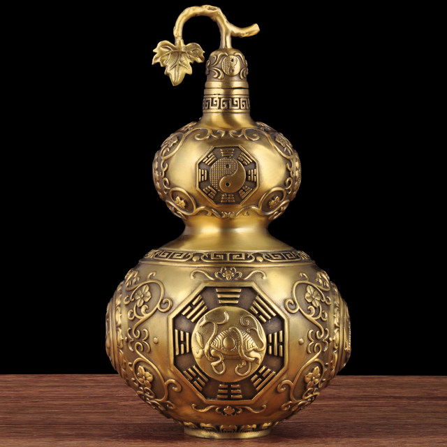 All-copper Feng Shui gourd ornaments with open cover, hollow brass ...