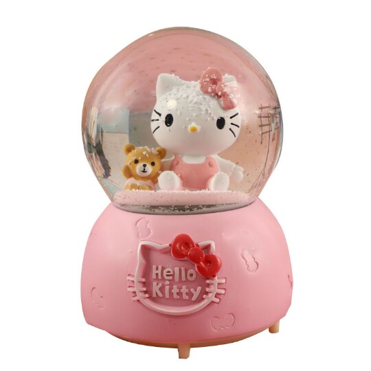 Lanterns and snowflakes pink KT Hello Kitty music crystal ball rotating ...