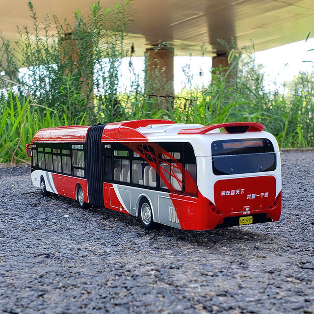 1:32 city bus alloy double-section bus car model with real voice back ...