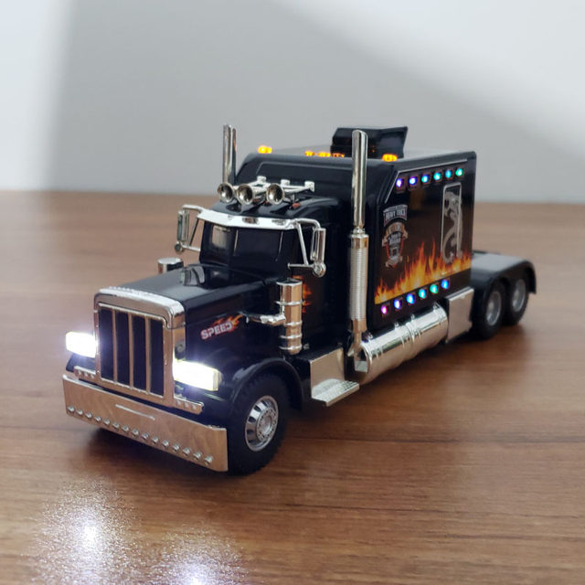 1/24 alloy American trailer head model sound and light pull back toy ...