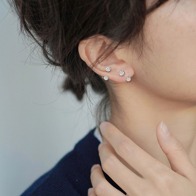 Silver Super Flash unique fine needle ear bone nail female 2025 new ...