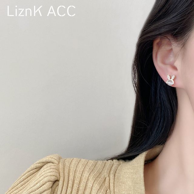 Small and exquisite cat eye stone rabbit earrings 2022 new trendy niche ...
