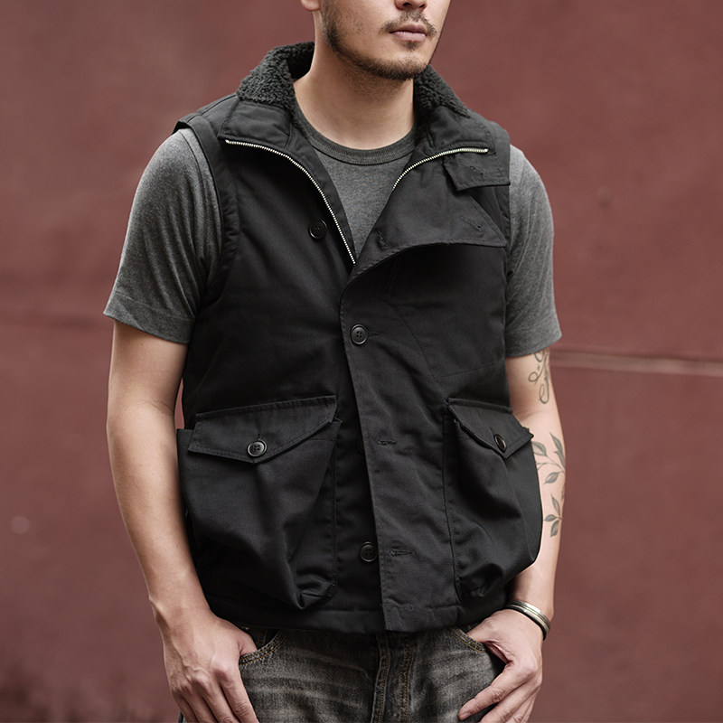 Vintameri Khaki Motorcycle Teflon Waterproof Pilot Vest