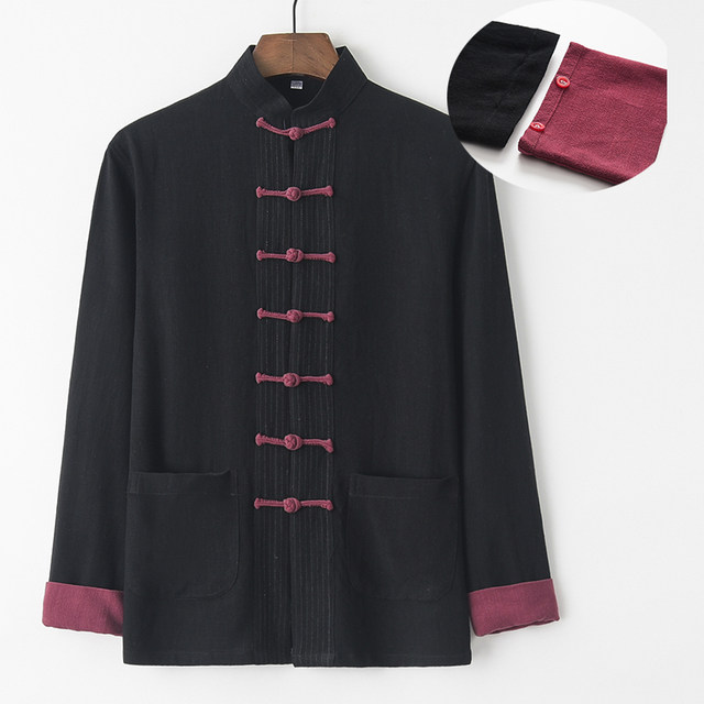 Summer Tang suit men's Chinese linen long-sleeved top Chinese style men ...