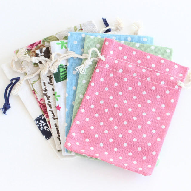 Small fresh forest linen cotton and linen jewelry cloth bag bracelet ...