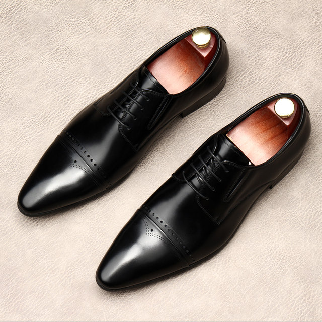 New three-joint business formal leather shoes for men, genuine leather ...