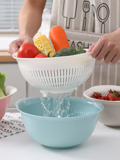 Thickened double-layer vegetable wash basket in the kitchen home ...