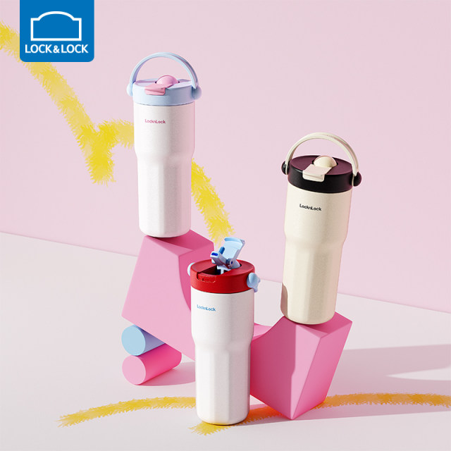 Lock Lock thermos cup straw water cup tea cooling portable ceramic ...