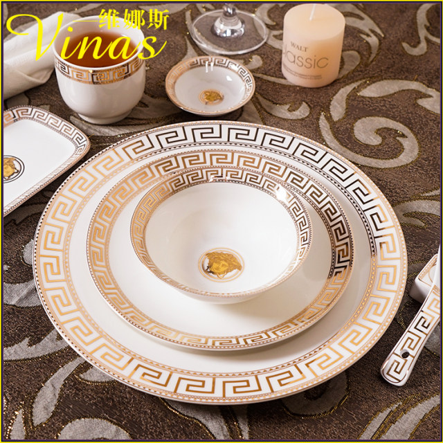 Star hotel kitchen dining plate ceramic dish bowl hotel box bone china ...